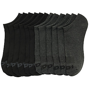 AND1 Men's Athletic Arch Compression Cushion Comfort No Show Socks (12 Pack), Size 6-12.5, Grey/Black