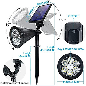 BOHON Solar Outdoor Lights Waterproof Solar Spot Lights Outdoor Spotlight 2-in-1 Wall Lights Auto On/Off Security Night Lights for Landscape Lighting Yard Patio Garden Deck Pathway 2 Pack (multicolor)