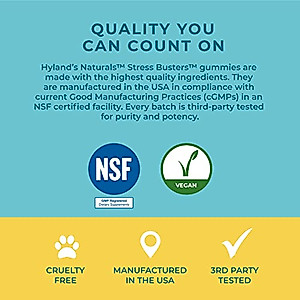 Stress Busters Gummies by Hyland's Naturals, Calm and Focus with L-Theanine, Chamomile and Lemon Balm, 60 Vegan Gummies (30 Days)