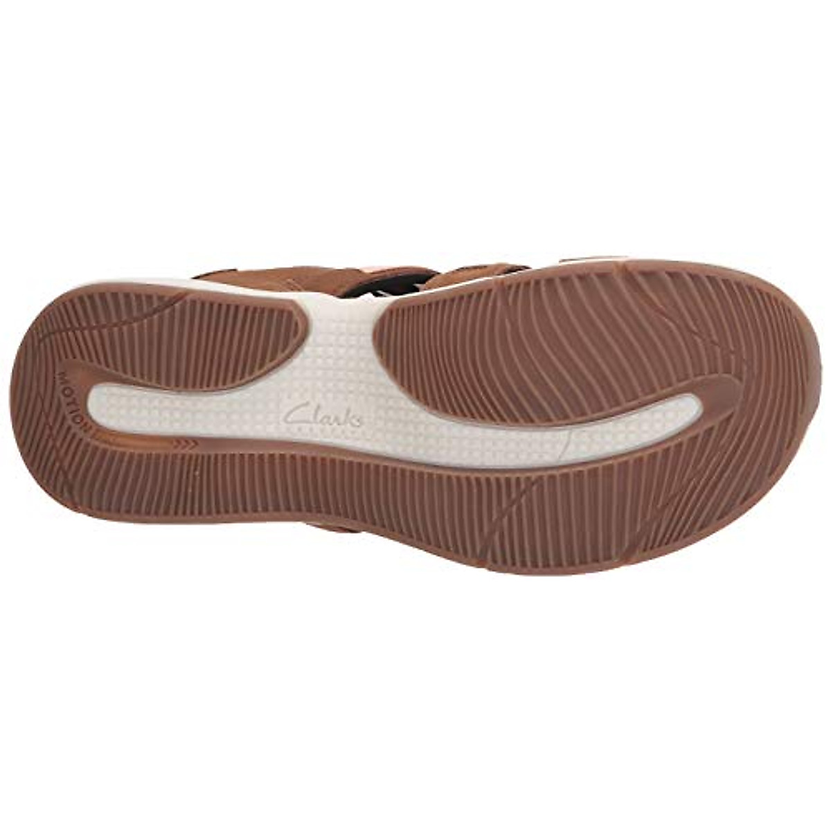 Clarks Women's Solan Sail Flat Sandal, Dark Tan Leather/Suede, 8