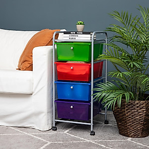 Mind Reader Rolling Storage Cart and Organizer with 4 Plastic Drawers