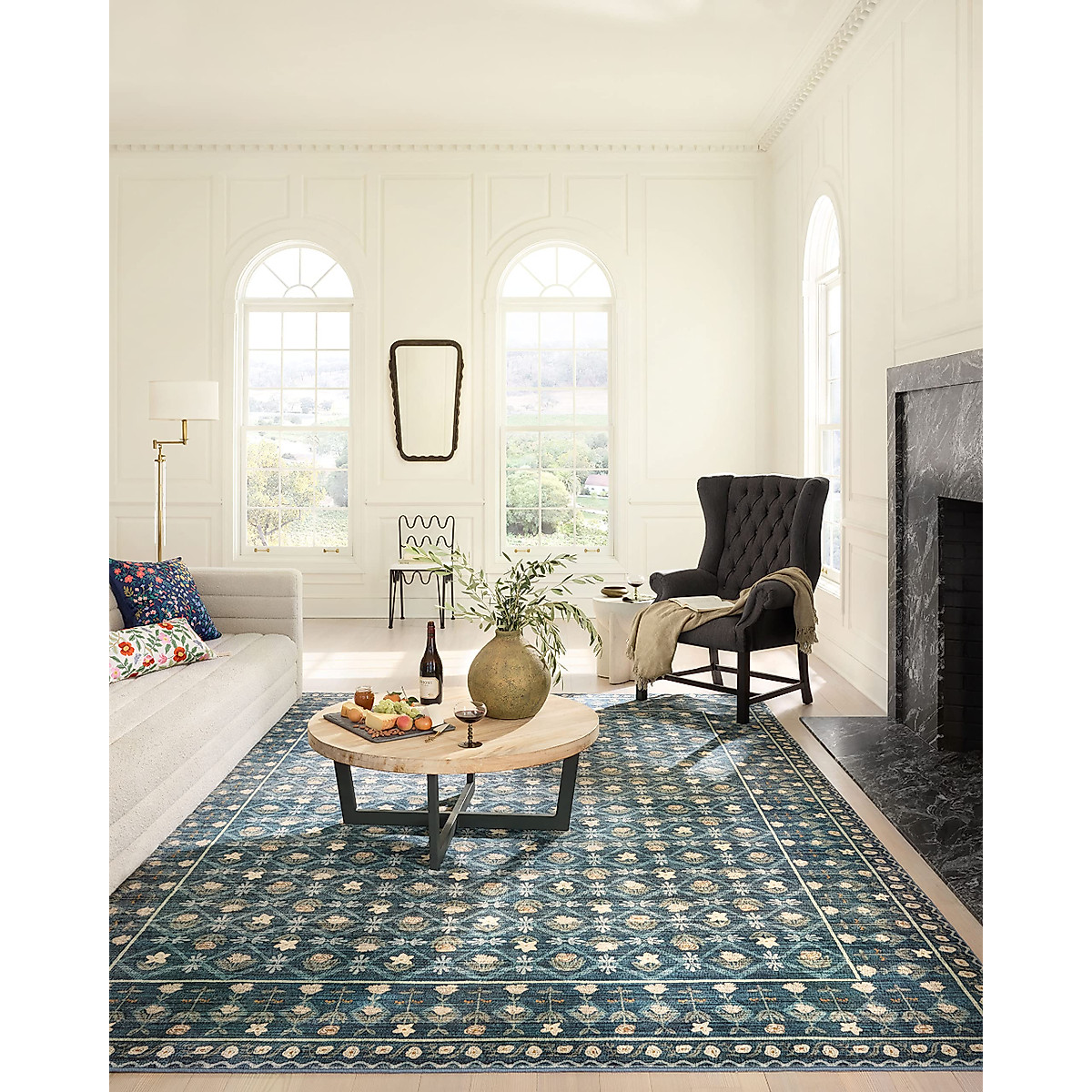 Loloi Rifle Paper Co. x Eden Lattice Indigo 7'-6" x 9'-6" Area Rug