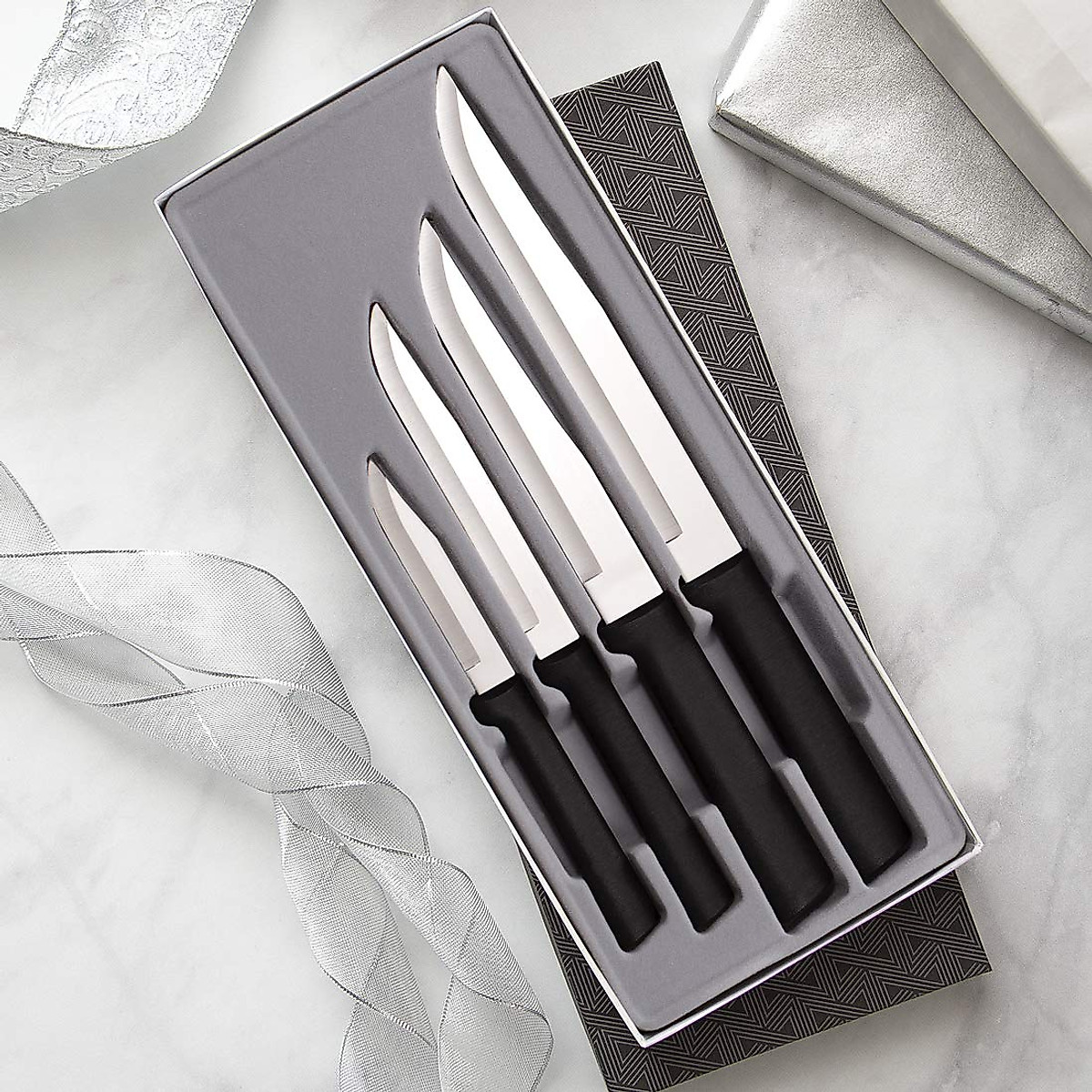 RADA Wedding Register Black Handled Knife Gift Set With Knife Sharpener