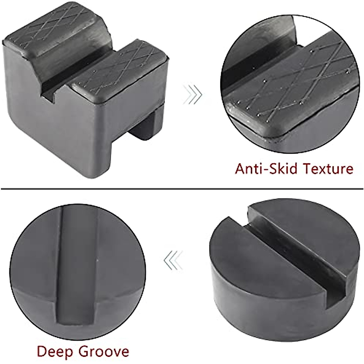 Toolly 4 Packs Floor Jack Pad Adapter for Jack Stands 2-4 Ton Universal Heavy Duty Rubber Jack Disk Pads Slotted Frame Rail Pinch Welds Protector for Lifting Car