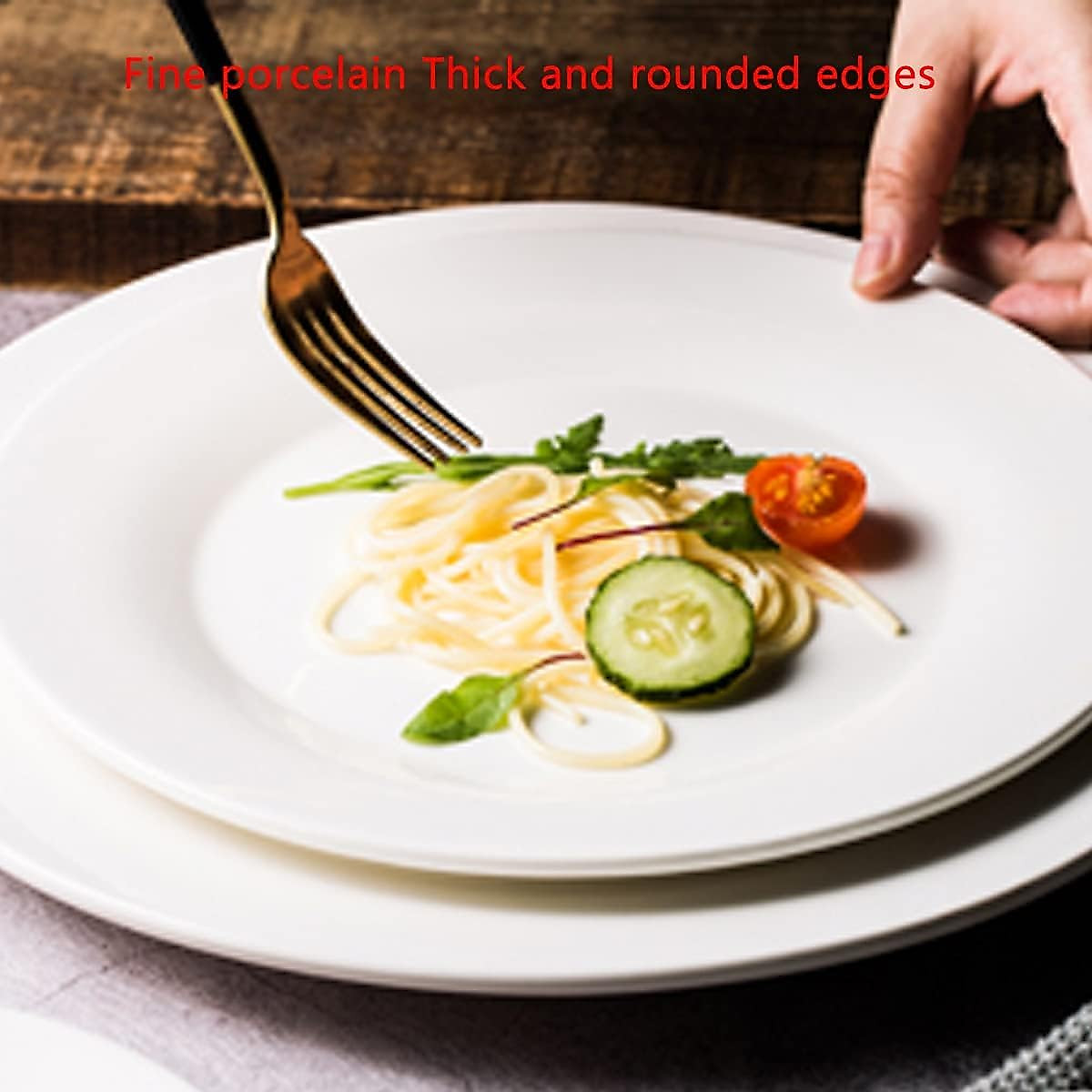 Plates for dinner,Elegant White Dinner Plates Set of 4, Salad Plates, Premium Porcelain Serving Plates for Party, Large Pasta Plates, Microwave Dishwasher Oven Safe Catering Plates,8Inch ( Size : 8Inc