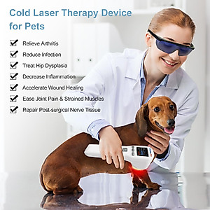 Cold Laser Therapy Device 4x808nm +16X650nm Low Level Laser Therapy for Pain Relief Arthritis Muscle Joints Tissue Red Light Therapy for Dog Cat Horse Pets Wound Healing Reduce Inflammation