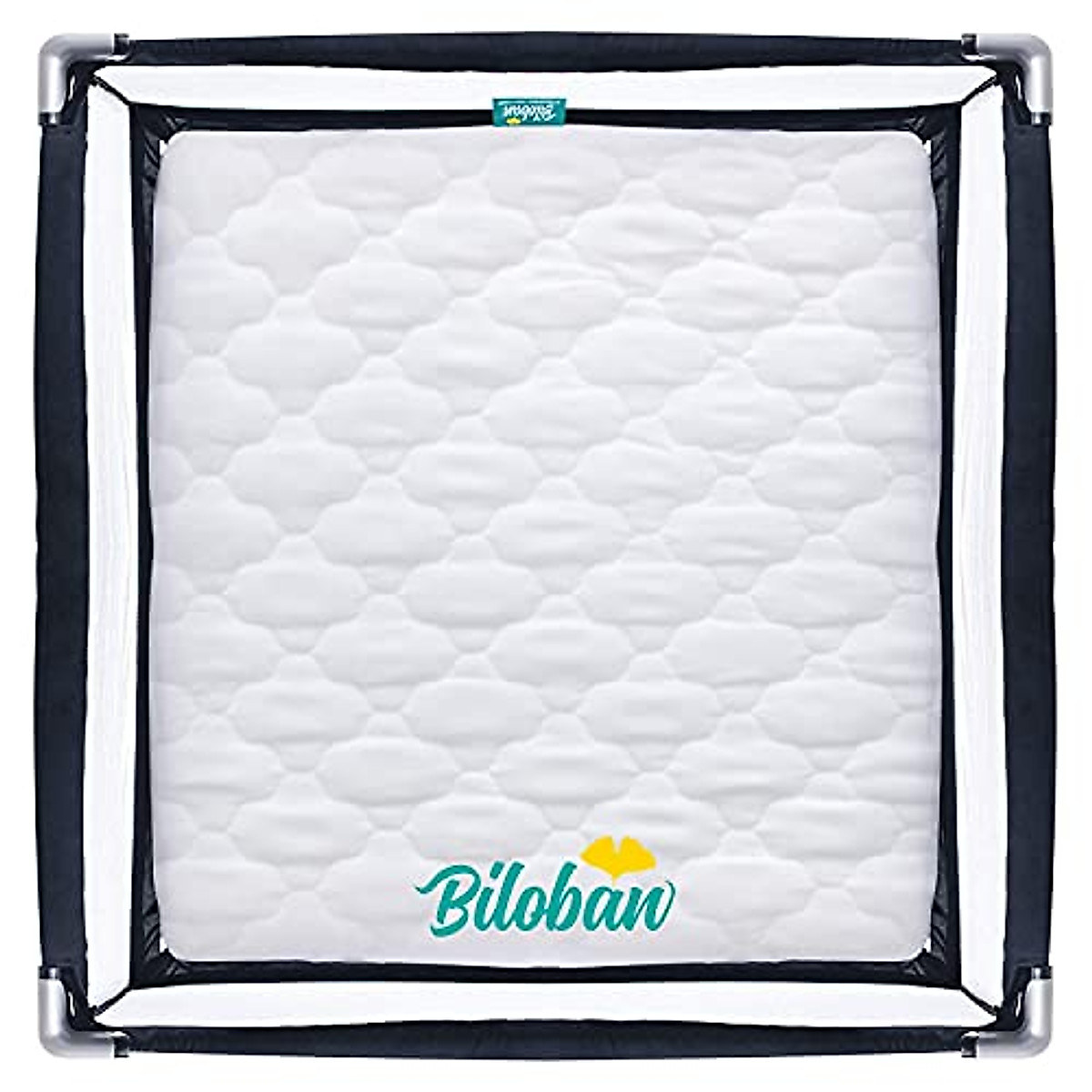 Playard Mattress Cover -for Square Play Yard, Perfect for New Room2 / TotBloc Portable Playard, Waterproof, Ultra Soft, Fitted Playpen Mattress Cover, White