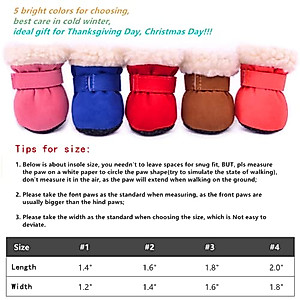 Hdwk&Hped Warm Small Dog Snow Boots Waterproof Suede Puppy Cat Booties Anti-Skid Pet Winter Shoes Red #2