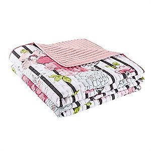 Comfort Spaces Quilt Set Novelty Design All Season Lightweight Coverlet Bedding Bedspread Kids, Teens Girls Bedroom Decor, Zoe Flower Pink, Twin/Twin XL, 2 Piece