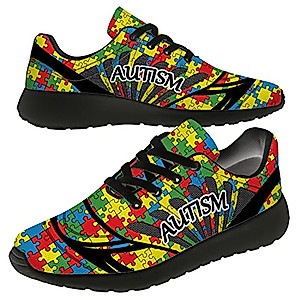 vogiant Autism Puzzle Shoes for Men Women Tennis Shoes Walking Running Sneakers Autism Awareness Shoes Gifts for Teacher,Size 9.5