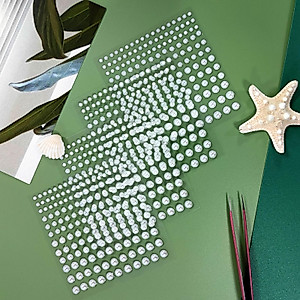 BlingKingdom 660pcs Self Adhesive Pearl Stickers Flat Back Pearls for Craft Hair Face Makeup Nail Cell Phone Scrapbooking Decor, 4 Size 3mm/4mm/5mm/6mm (White)