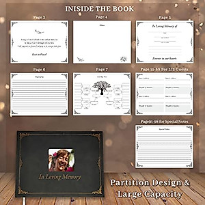 1 Set Funeral Guest Book, Memorial Guest Book Comes with Memory Table Card, Leather Guest Book for Funeral, Celebration of Life Guest Book, Funeral Guest Book for Memorial Service, Memorial Book