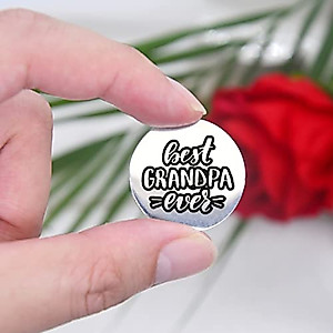 to My Grandpa Pocket Hug Token Gift, Long Distance Relationship Keepsake Stainless Steel Double Sided，Pocket Hug Token Gift for Grandpa from Grandchild - Best Grandpa Ever