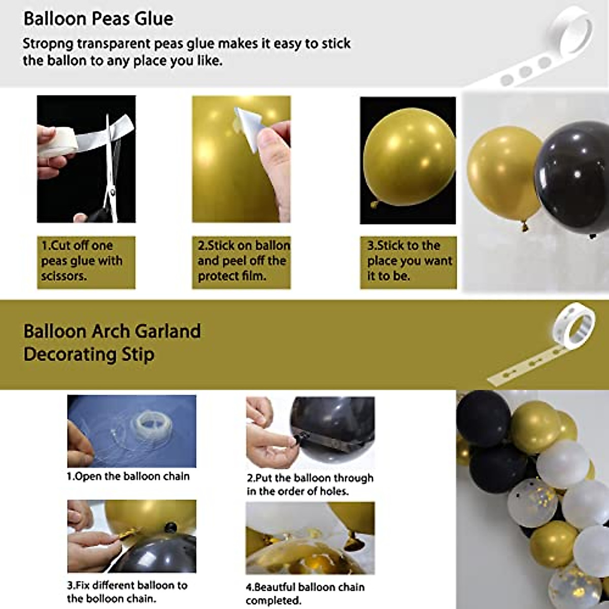 DARUNAXY 50th Wedding Anniversary Decorations, Large Happy 50th Anniversary Banner 70 x 43inch, 50PCS Black Gold Confetti Balloons, 2PCS Tablecloths for Cheer to 50 Year Party Supplies for Men Women