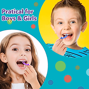 300 Count Kids Flossers, Cute Giraffe Kids Floss Picks, No Fluoride BPA Free Dental Floss Picks, Unflavored Flossers for Kids, 4 Colors to Pick, 75 Count (Pack of 4)