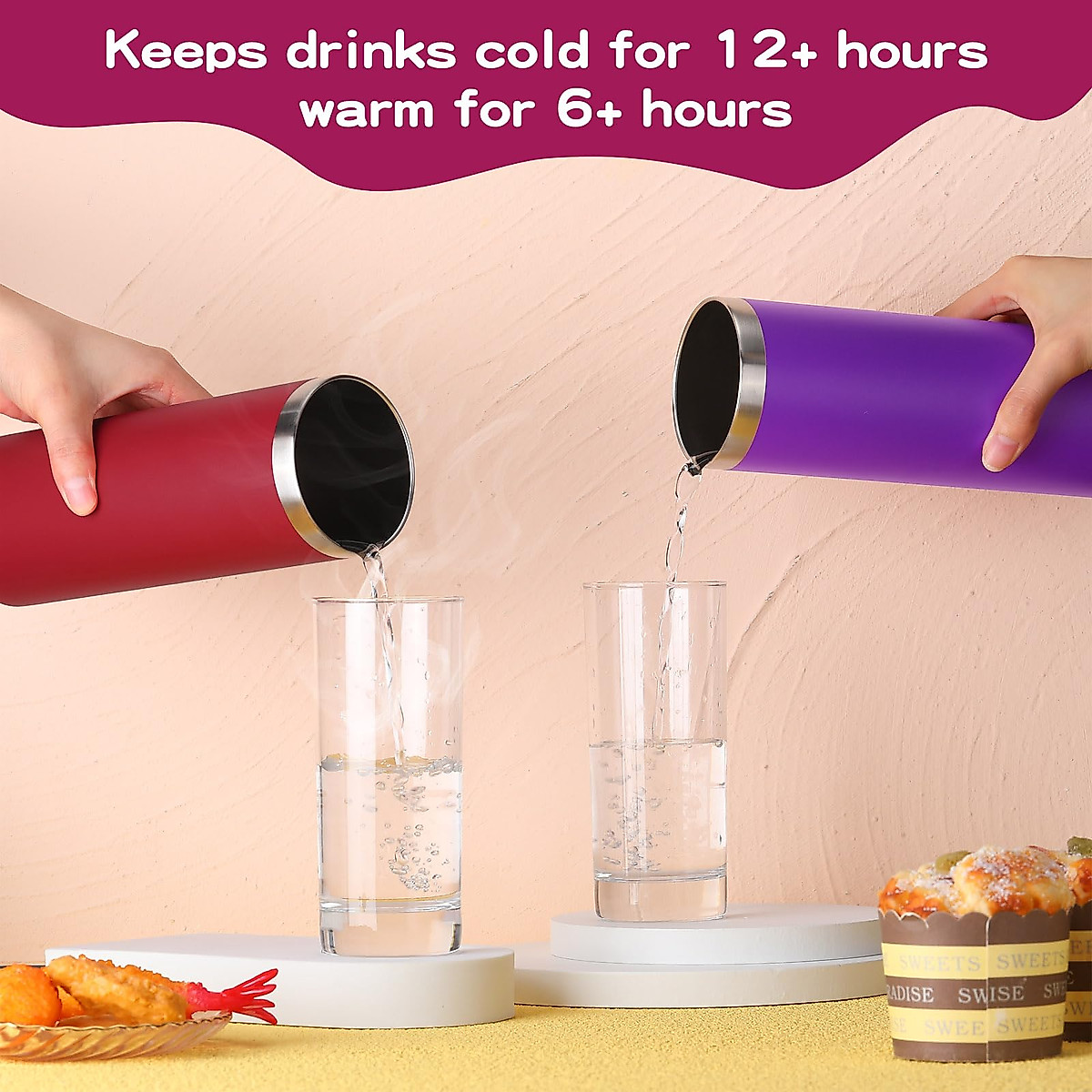 Skinny Tumblers Bulk 20 oz Stainless Steel with Lids and Straws Blank Slim Insulated Cup Double Layer Water Cups for Travel, DIY(Green, Yellow, Purple, Red,8 Pcs)