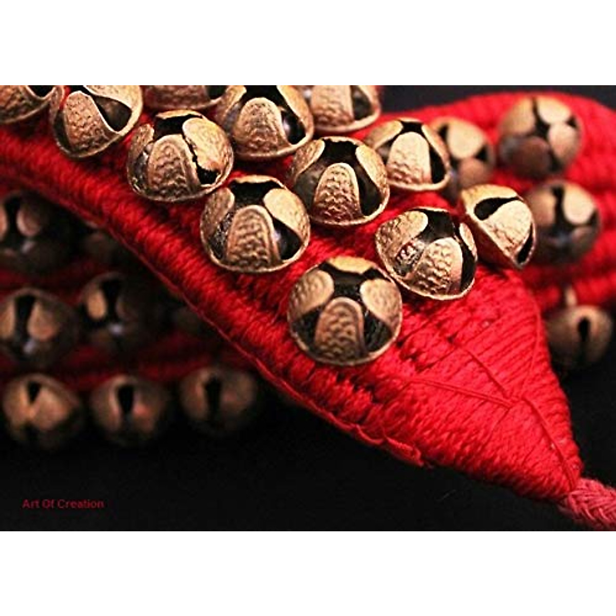 Art Of Creation Kathak Ghungroo Anklet Bells 3 Line 60 Big Bells Musical Dancing Instrument Classical Bharatnatayam Kuchchipudi Ghungru (Red Paded)