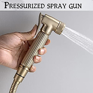 MINJING Handheld Bidet Sprayer for Toilet Brass Bathroom Cloth Diaper Sprayer Set with Cold and Hot Water, Wall Mounted Toilet Bidet Sprayer Kit for Feminine Hygiene,Chrome