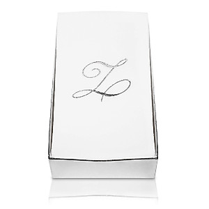 AH AMERICAN HOMESTEAD Disposable Hand Towels for Bathroom 50 Count - Guest Bathroom Essentials -Bathroom Paper Towels - Monogrammed Disposable Napkins - Wedding Napkins in Paper Towel Tray (Silver, H)