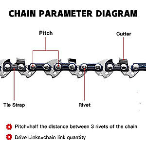 KAKEI 10 Inch Chainsaw Chain Fits Ryobi, Worx, Echo - 3/8" LP Pitch, 043" Gauge, 40 Drive Links, R40 (3 Chains)