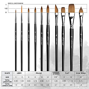 Watercolor Brushes Professional Set, 10 Artist Brushes Watercolor Paint Brushes, Golden Maple Sable Brush Paint Brushes-Round Tip, Flats, Dagger, Oval Wash for Detail Painting, Water Color, Gouache