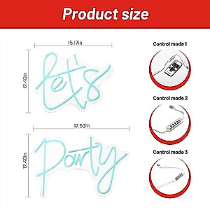 Super Large Neon Sign for Wall Decor, Yeeficent Let's Party Neon Sign Large for Bedroom Wall, 33.5 * 12 Inch Dimmable Neon Signs, Custom Light Up Sign for Wedding Party Birthday Gift (Warm White)