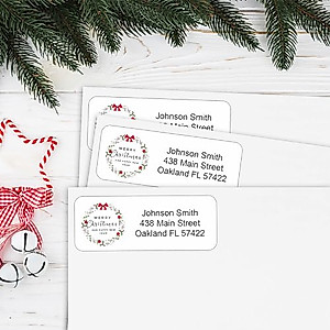 Christmas Address Labels - 150 Personalized Self-Adhesive Stickers, Simple Flat Sheet Custom Holiday Return Labels