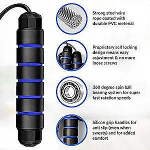 Jump Rope Fitness 3-Set for 2 Adults & Child - Lightweight, Adjustable Length, Durable Pro Quality. Ideal for Fitness, Cardio, Conditioning, Weight Loss for Men & Women + Free Child Rope