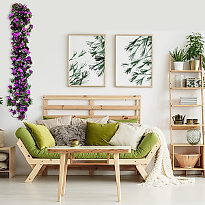 ALINREDBX 5pcs Artificial Flowers Fake Rose Vine Flowers Plants Hanging Rose Ivy for Home Hotel Wedding Party Garden Décor (Dark Purple)