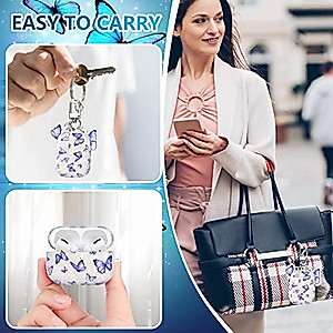 Cute Airpod Case with Butterfly Pendant, Kawaii Dreamy Blue Butterfly Shell Design Soft Shockproof Protective Cover Compatiable with Airpods Pro Case for Girls and Womens