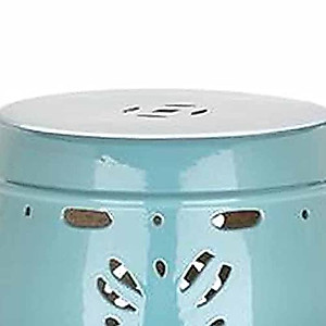 XARONF Butterfly Color Glaze Hollow Ceramic Drum Stool, Garden Round Stool, Porcelain Stool for Shoe Changing Stool, Dressing Chair and Bathroom Stool. (Color : White)