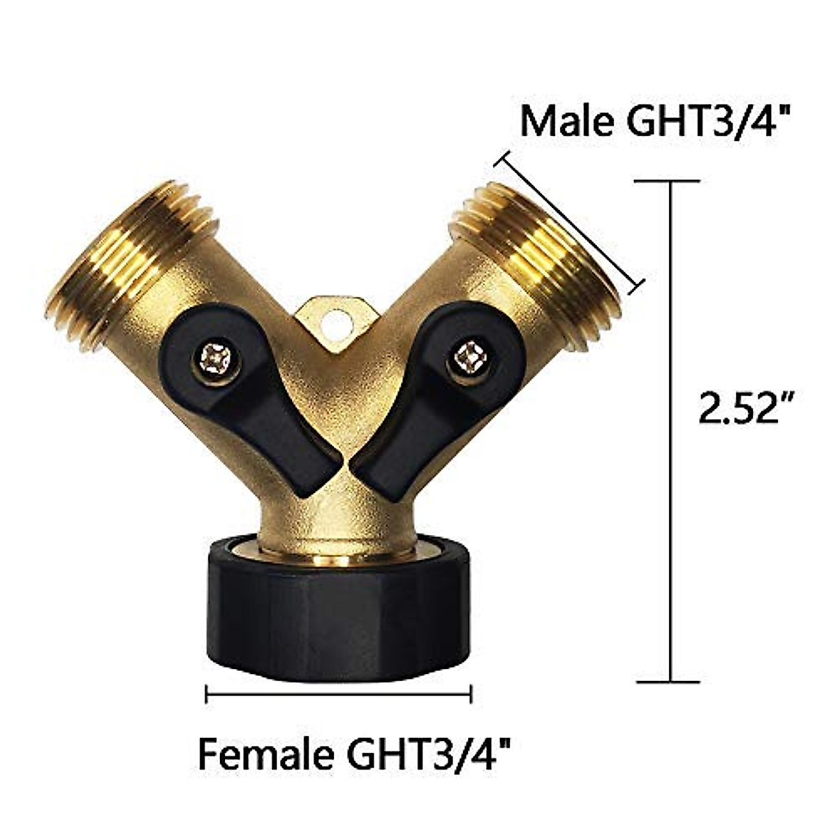 HQMPC 2 Pcs Hose Splitter 2 Way Valve Garden Hose Y Splitter Hose Splitter Garden Hose Splitter 2 Way Faucet Splitter 3/4"Female &2 Male 3/4" GHT