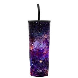 Simple Modern Insulated Tumbler with Lid and Straw | Iced Coffee Cup Reusable Stainless Steel Water Bottle Travel Mug | Gifts for Women Men Her Him | Classic Collection | 24oz | Nebula