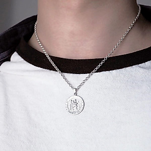 PicturesOnGold.com Saint Christopher Religious Medal - Solid Sterling Silver, 3/4 Inch Size of a Nickel