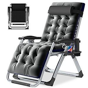 Barbella Zero Gravity Chair Reclining Lounge Chair Patio Chairs, Adjustable Lawn Recliner Folding Lounge Recliners with Removable Cushion, Headrest & Cup Holder, Reclining Chair for Indoor and Outdoor