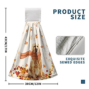 Kwlegh Dog Hand Towels for Bathroom Set of 2 Puppy Hanging Dish Towels Kitchen Towel with Hanging Loop Small Fingertip Tie Towel for Dog Lovers