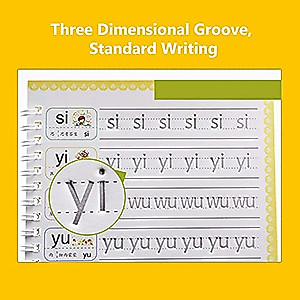 Magic Practice Copybook, Reusable Practice Calligraphy Tracing Book Set with Chinese, English, Painting, Spelling, Digital, Math