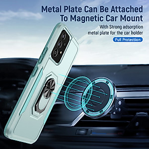 Janmitta Compatible with Samsung Galaxy A53 5G Case,with 1 Pack Screen Protector+1 Pack Camera Lens Protector,Shockproof Full Body Phone Cover,Built in Finger Ring Holder Kickstand,2022 Mint Green