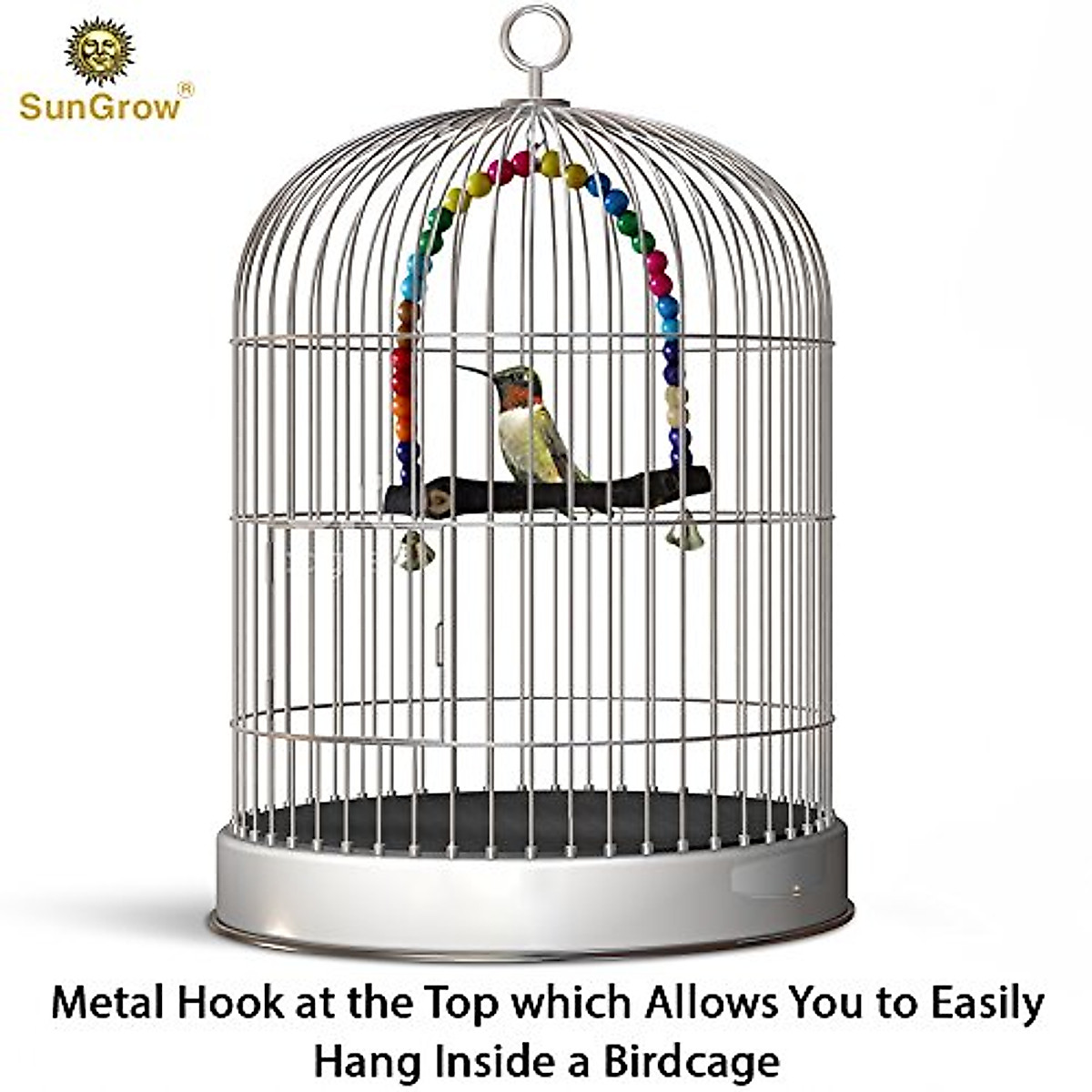 Sungrow Parakeet, Budgie & Hummingbird Swing Perch, Wooden Dowel Makes for Resting Spot, 1-Piece