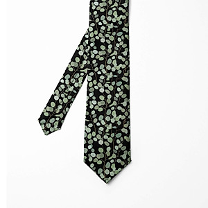 Ambesonne Necktie, Exotic Foliage Hand Drawn, 3.7", Green Black