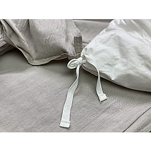 Get Bed Ready Stone Washed Cotton Casual Duvet Cover Set Solid Color Relaxed Modern Style Bedding Natural Wrinkled Lived-in Look Putty (Neutral, King)
