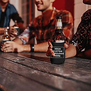 Can Coolers - 100 pack - Customizable Text, Logo - 4mm Collapsible Beer Holders To Keep Your Beer Cold - Insulated Cans Holder - Black