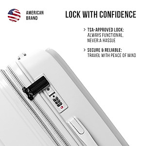 Feelway Travel 3-Piece Hard Side Luggage Suitcase Set Durable, Expandable Design with 360° Double Spinner Wheels, TSA Lock, Telescopic Handle, Secure Zipper (White, 20", 24", 28")