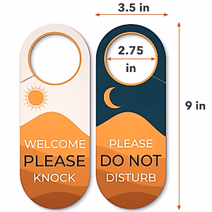 Do Not Disturb Door Hanger Sign, Welcome Please Knock - 2 Pack - 9 x 3.5" - Universal Fit - Perfect Signs for Bedroom, Hotel, Home Office for Privacy and Ensure People Do Not Enter