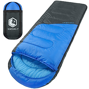 VENTURE 4TH Backpacking Warm Sleeping Bag with Self Inflating Sleeping Pad for Adults & Kids – Ideal for Hiking, Camping & Outdoor Adventures