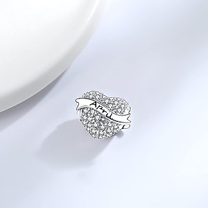 CLYQCL Birthstone Charms 925 Sterling Silver Love Heart Beads Fit Pandora Charms Bracelet, Fit Mother's Day Christmas Birthday Gift