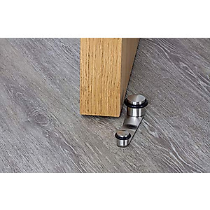 EVI | Rotating Doorstop | for Doors up to 2.75'' Thick | Black Rubber | Stainless Steel Matte Finish | Includes Screw + Anchor | Mod I-152