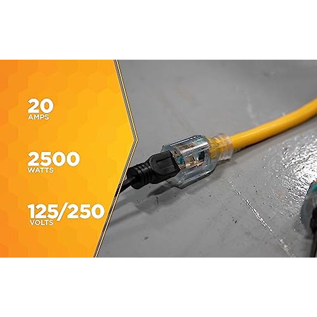 Coleman Cable 01934 3-Feet Generator Power Cord Adapter, 10/4 Splitter Y Adapter, L14-30P to (2) 10/3 Lighted 5-20R