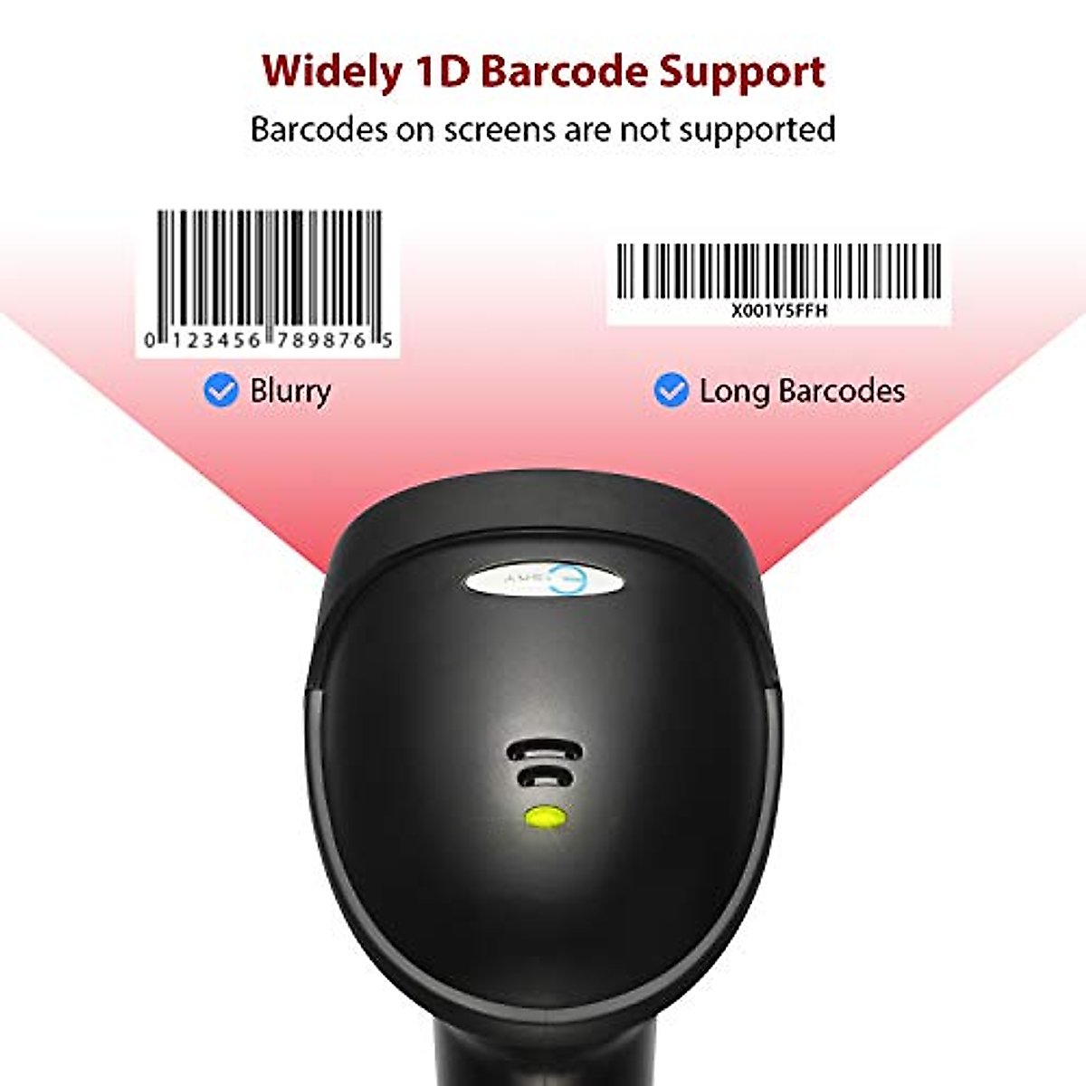 Barcode Scanner, Wired Handheld Bar Code Scanner with Adjustable Stand, Esky Automatic 1D USB Laser Scanner Support Windows/Mac/Linux for POS System Sensing, Store, Supermarket, Warehouse