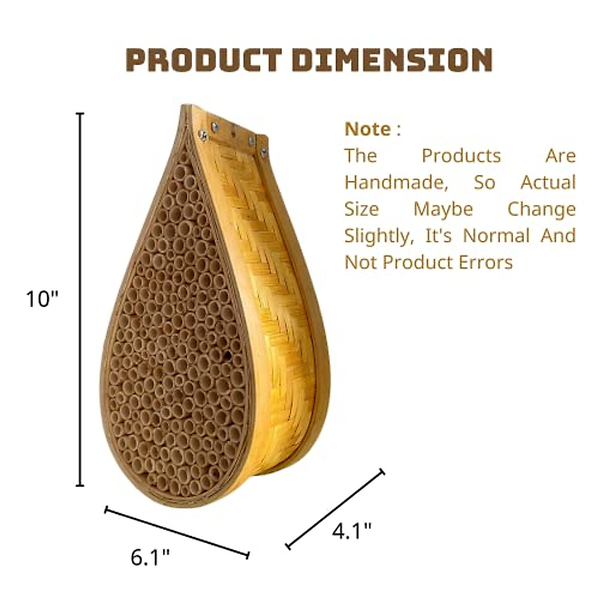 Mason Bee Houses for the Garden Handmade Bamboo Carpenter Bee House Hanging Outside, Dew Drop Waterproof Beehives for The Garden Attracts Peaceful Bee Pollinators to Enhance Your Garden's Productivity